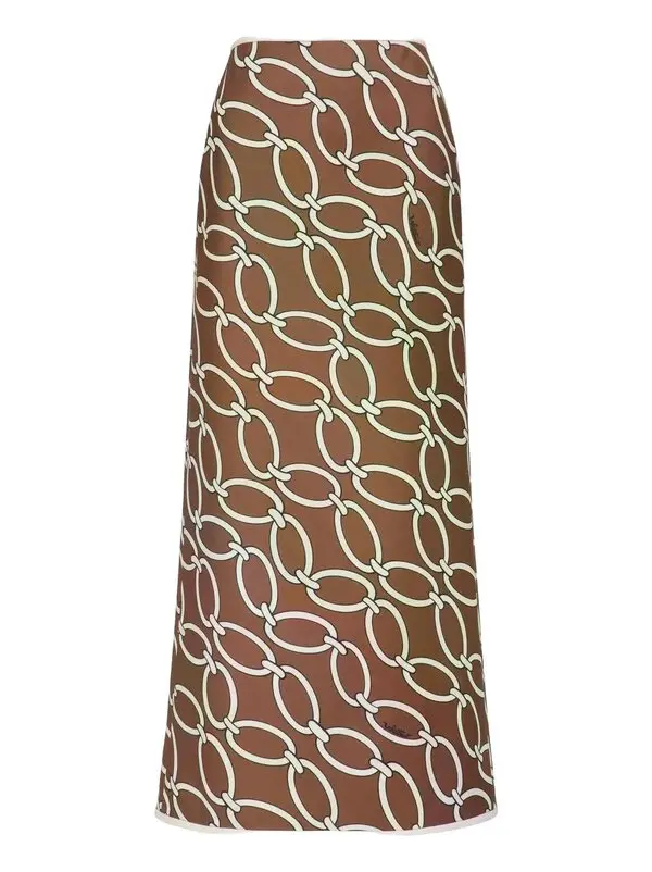 Valentino Garavani Chain-link Print Virgin Wool Skirt - Brown