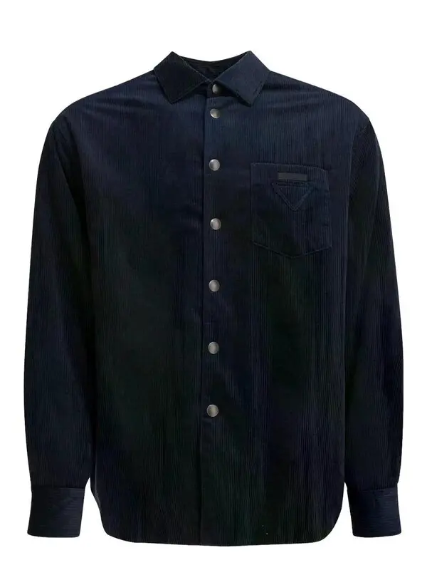 Prada Triangle-logo Corduroy Shirt - Blue