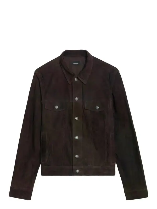Zadig&Voltaire Suede Jacket With Embossed Wings - Brown