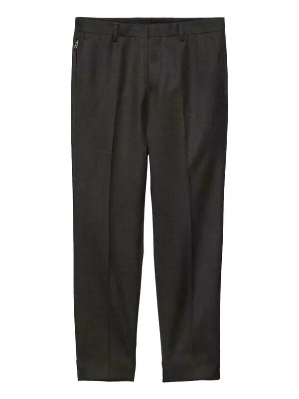 Prada Pressed Crease Wool Trousers - Grey