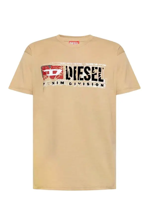 DIESEL® Distressed Logo-print T-shirt - Neutrals
