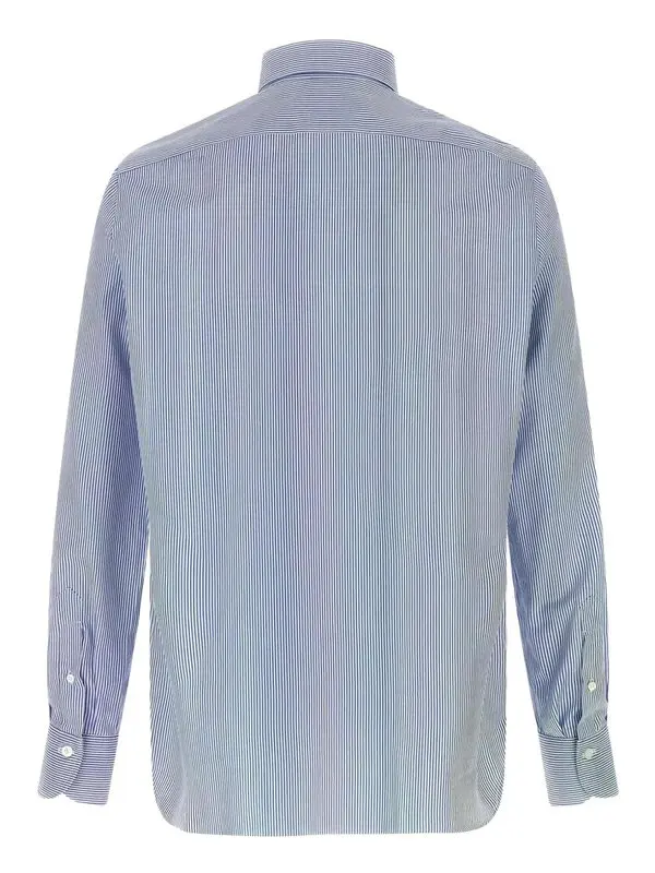 FINAMORE 1925 Striped Button-cuffed Shirt - Blue