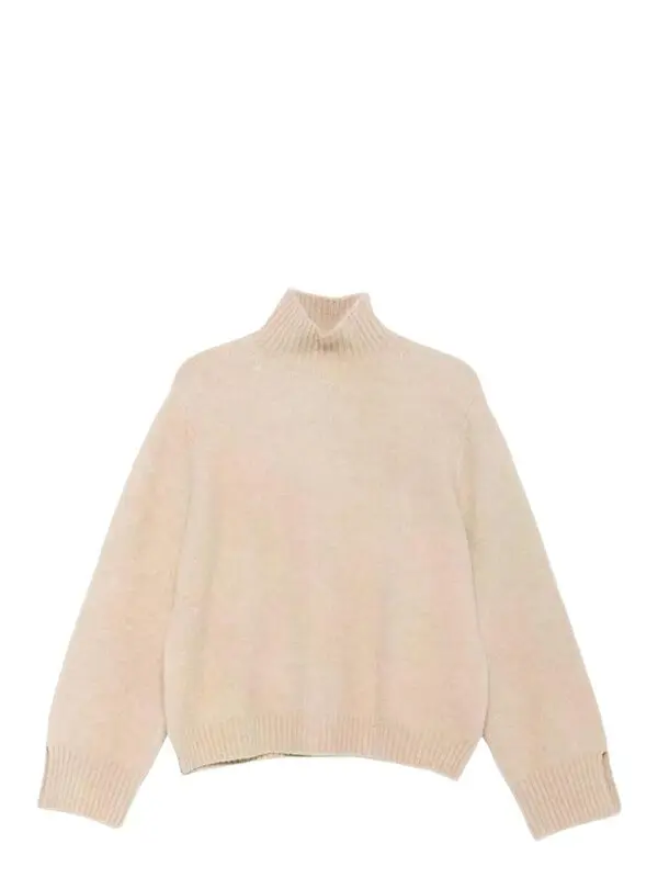 ALLUDE High-neck Split-cuff Sweater - Neutrals