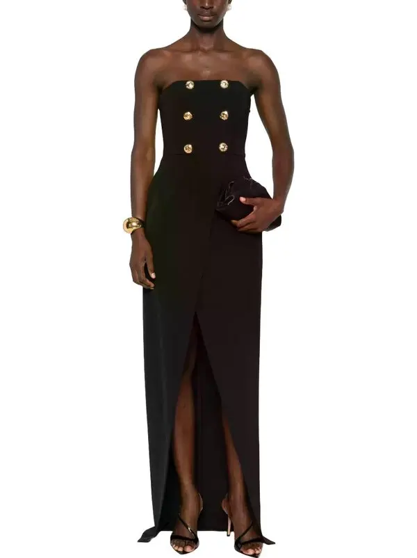 Elisabetta Franchi Button-detailed Strapless Dress - Black