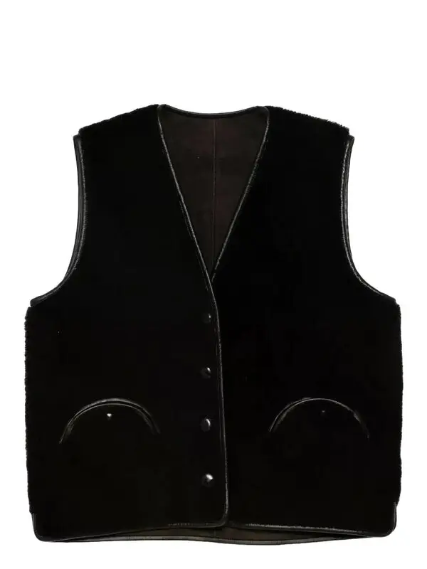 BLAZÉ MILANO Leather-trimmed Shearling Gilet - Brown