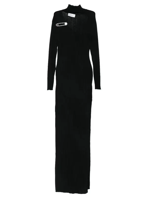 Giuseppe Di Morabito Ribbed Safety Pin Embellished Maxi Dress - Black