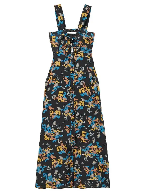 Maison Mayle Patapan Cutout Printed Silk-crepe Midi Dress - Multi
