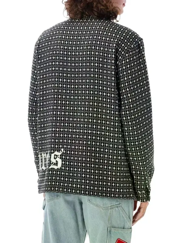 PLEASURES Embroidered-logo Long-sleeve Shirt - Grey