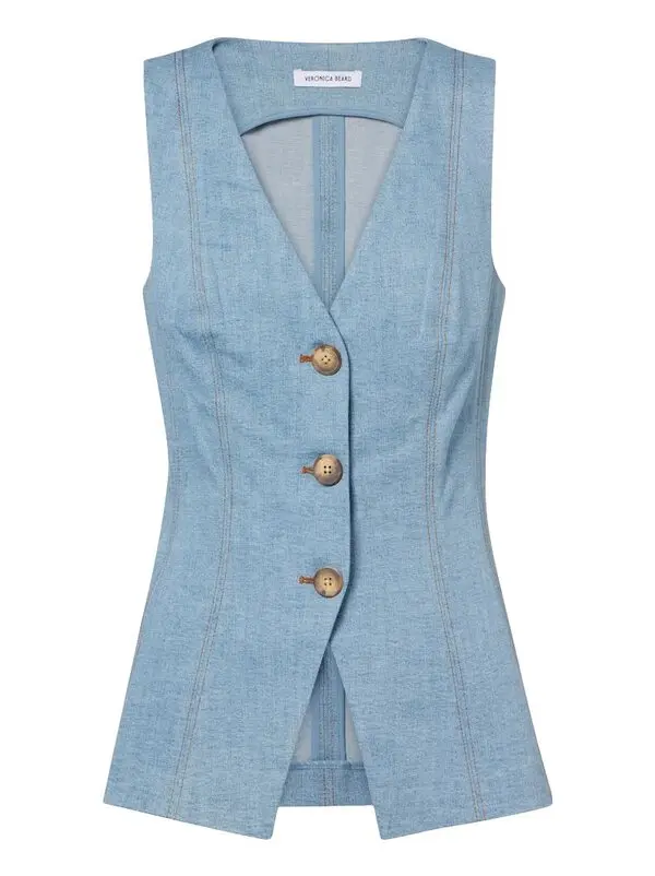 Veronica Beard Avalina Denim Vest - Blue