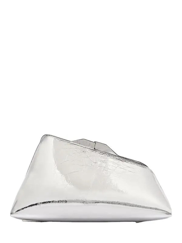 Attico Oversized Leather Clutch - Silver