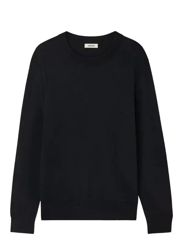 Sandro Fine Knit Crew Neck Sweater - Black
