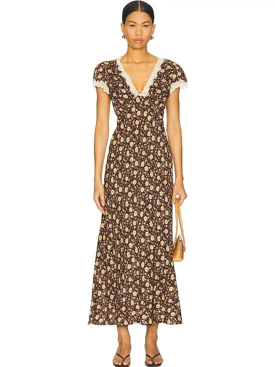 Rixo Clarice Midi Dress - Brown
