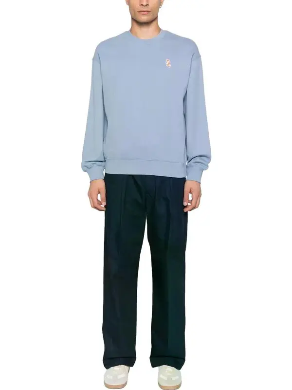 Maison Kitsuné Fox-embroidered Cotton Sweatshirt - Blue