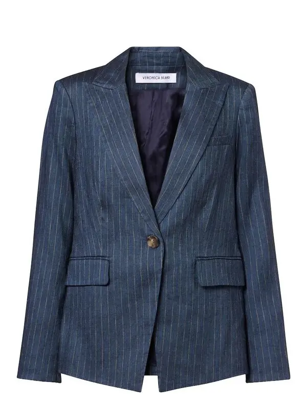 Veronica Beard Obie Pinstripe Linen-blend Blazer - Blue