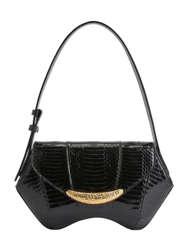 GIUSEPPE ZANOTTI Compact Snakeskin Shoulder Bag - Black