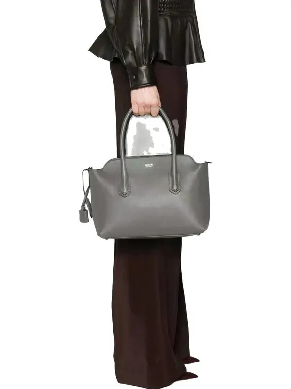 TOM FORD Calf Leather Tote Bag - Grey