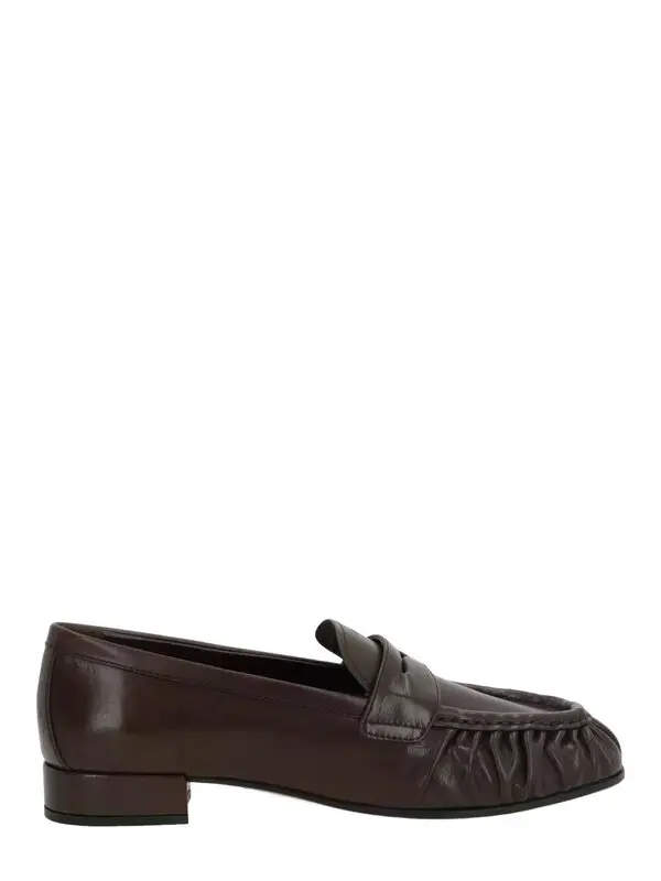 Prada Pleated Leather Loafers - Brown