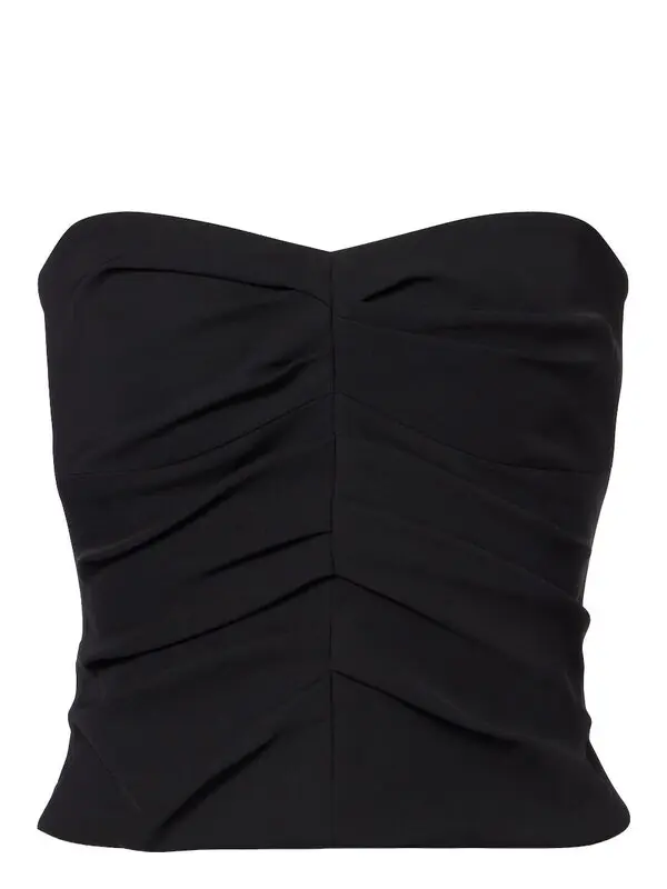 THE SEI Ruched Crepe Tube Top - Black