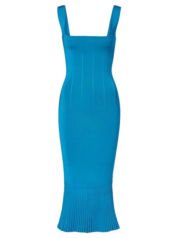 Galvan Atalanta Ribbed-knit Cocktail Dress - Blue