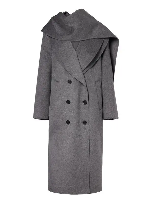 RÓHE Scarf-detail Wool And Cashmere Coat - Grey