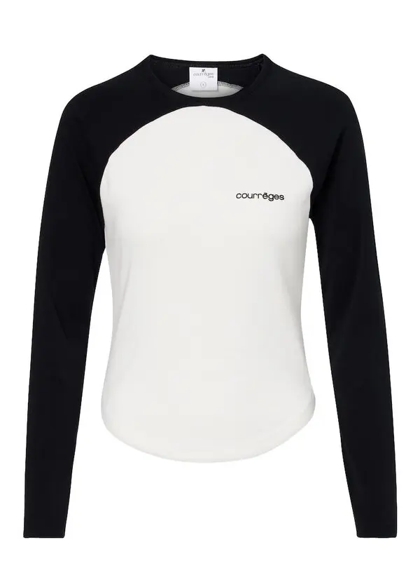 COURREGES Circle Contrast Cotton Jersey T-shirt - White