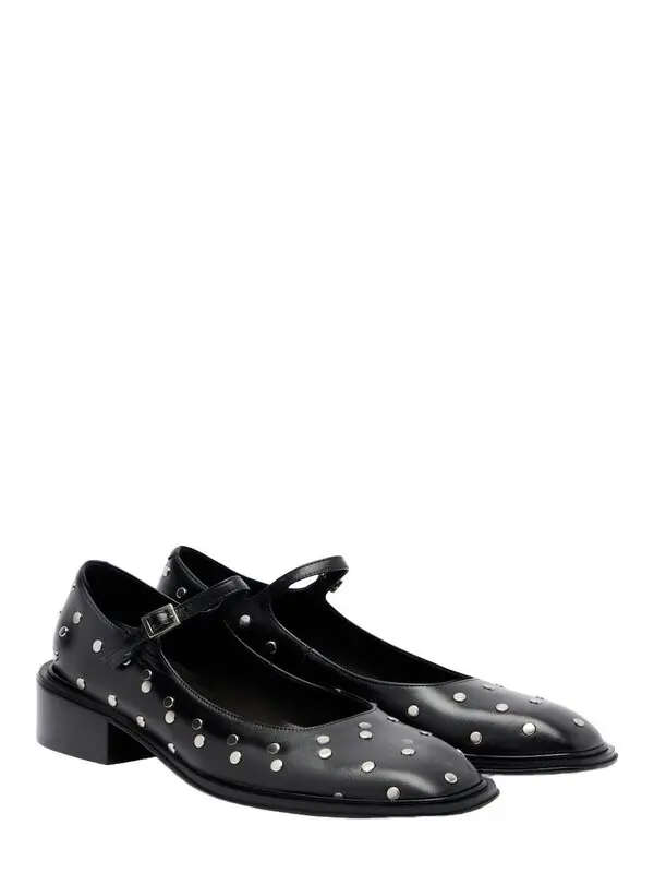 SOULIERS MARTINEZ Penelope Leather Mary Jane Pumps - Black