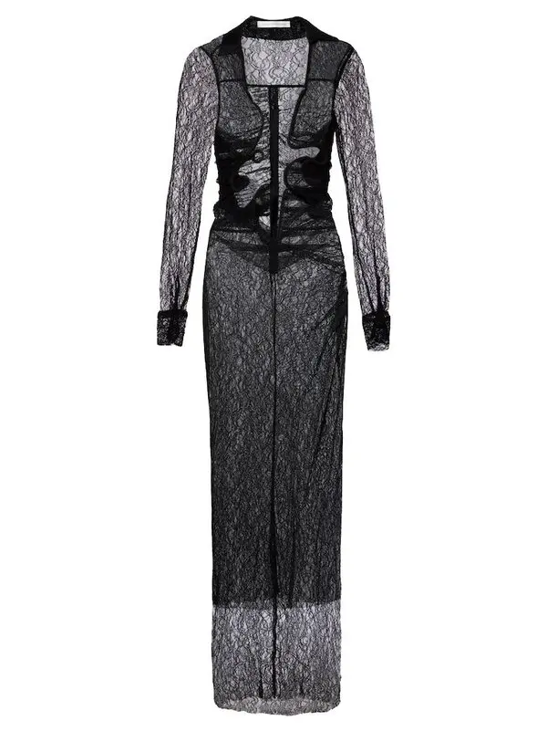 Christopher Esber Venus Sheer Lace Gown - Black