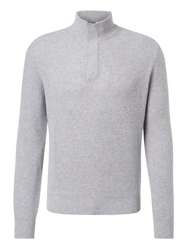 Canali Waffle-knit Wool And Cashmere Sweater - Grey