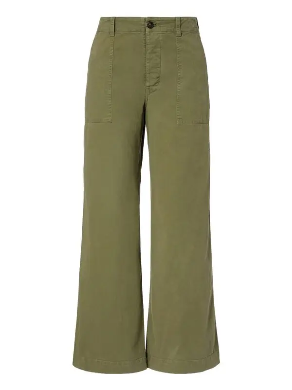 NILI LOTAN Mid-rise Cotton Twill Wide-leg Pants - Green