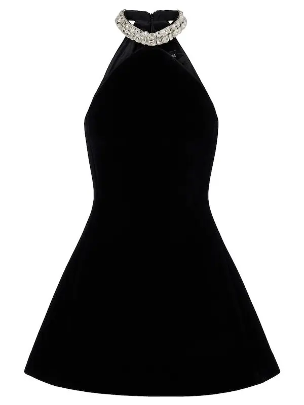 David Koma Crystal-embellished Halterneck Mini Dress - Black