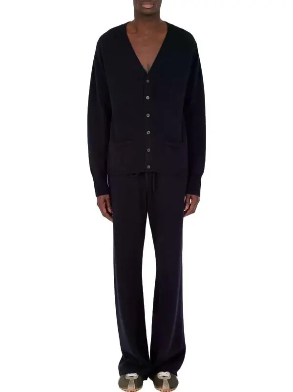MAISON MARGIELA Button-up V-neck Cardigan With Signature Four Stitches - Blue