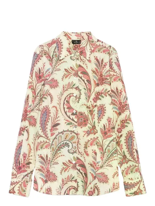 Etro Paisley-print Long-sleeve Poplin Shirt - Neutrals