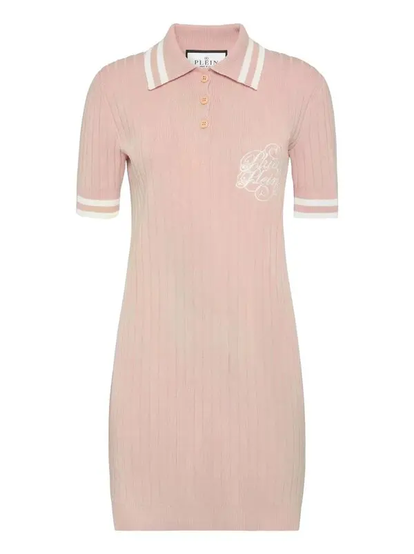 Philipp Plein Ribbed-knit Polo Dress - Pink