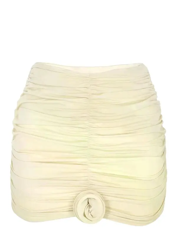 LA REVECHE Rose-embellished Gathered Mini Skirt - Neutrals