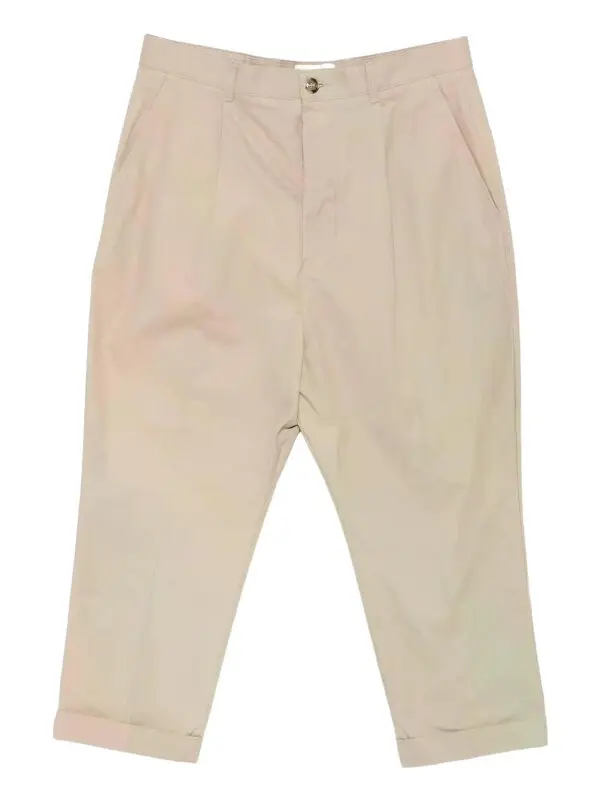 AMI Paris Pleated Cotton Trousers - Neutrals