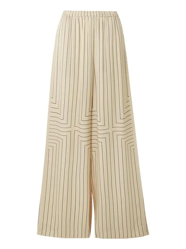 JOSEPH Hulin Pinstriped Silk-blend Satin Wide-leg Trousers - Neutrals