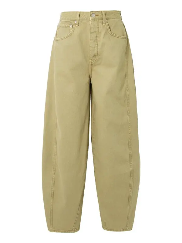 ST. AGNI Paneled Mid-rise Wide-leg Organic Jeans - Neutrals