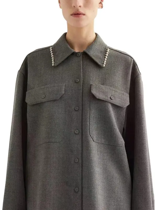 JIL SANDER Embellished Collar Button-up Shirt - Grey