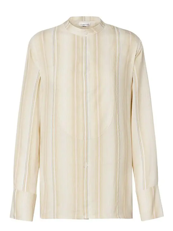 Victoria Beckham Striped Silk Blend Shirt - Beige