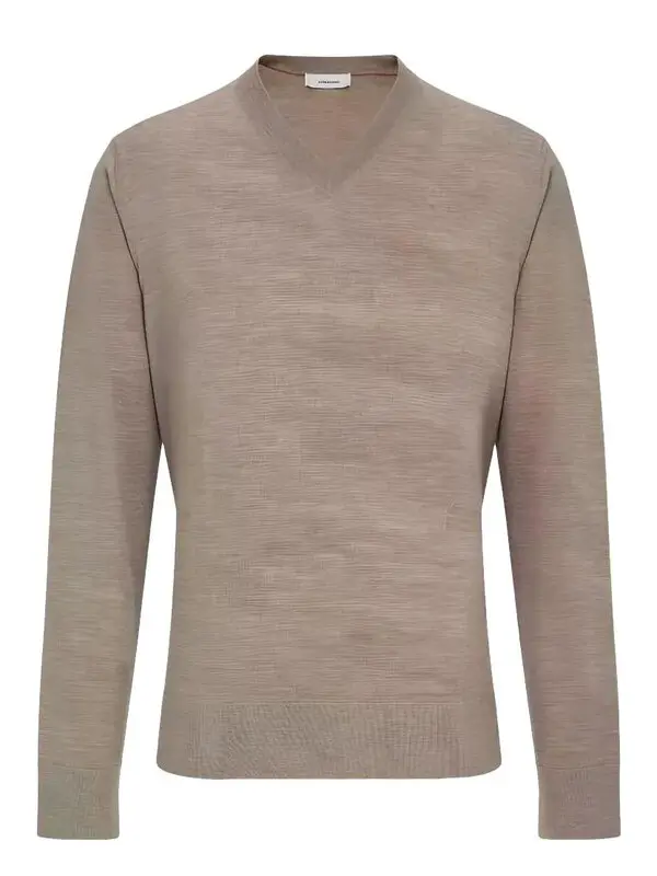 FERRAGAMO V-neck Wool Sweater - Brown