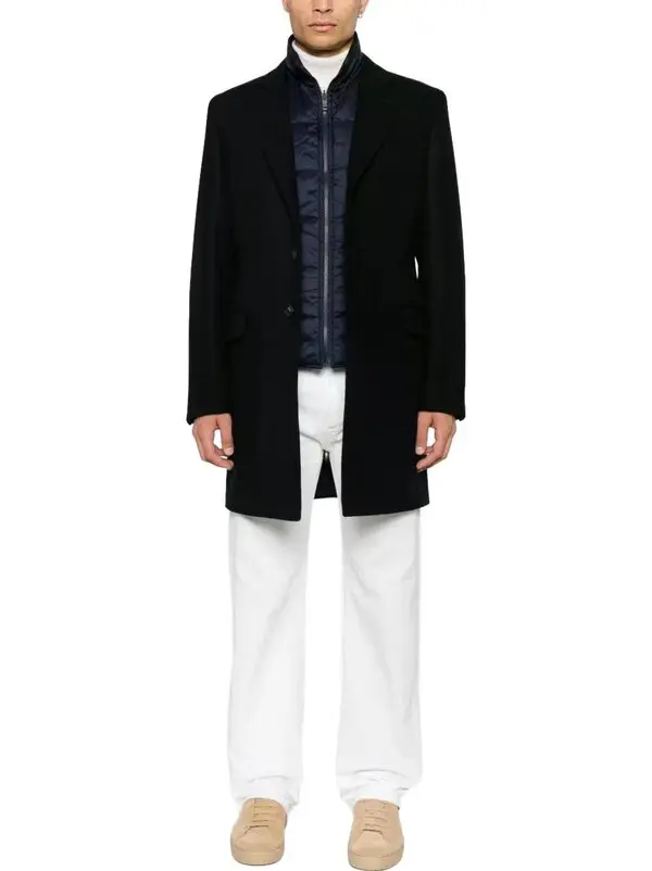 FAY Single-breasted Layered Coat - Blue