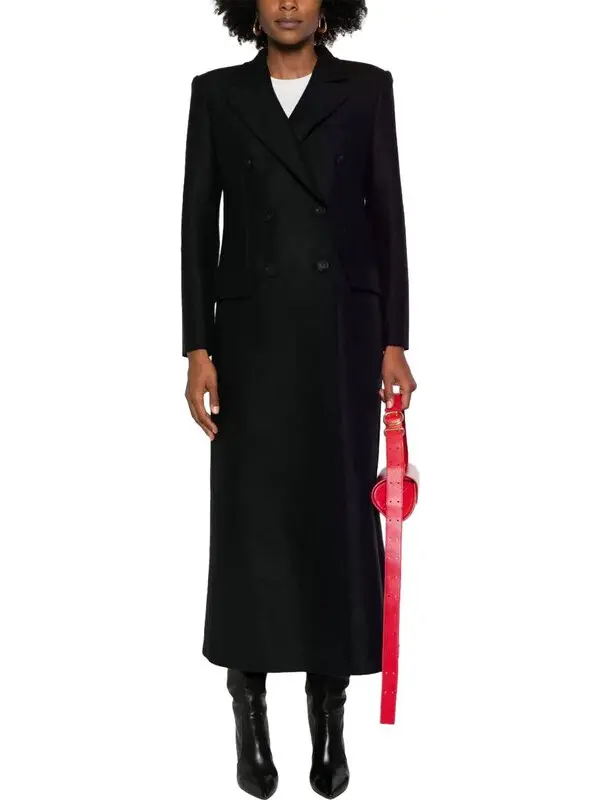 Harris Wharf London Virgin Wool Double-breasted Coat - Black