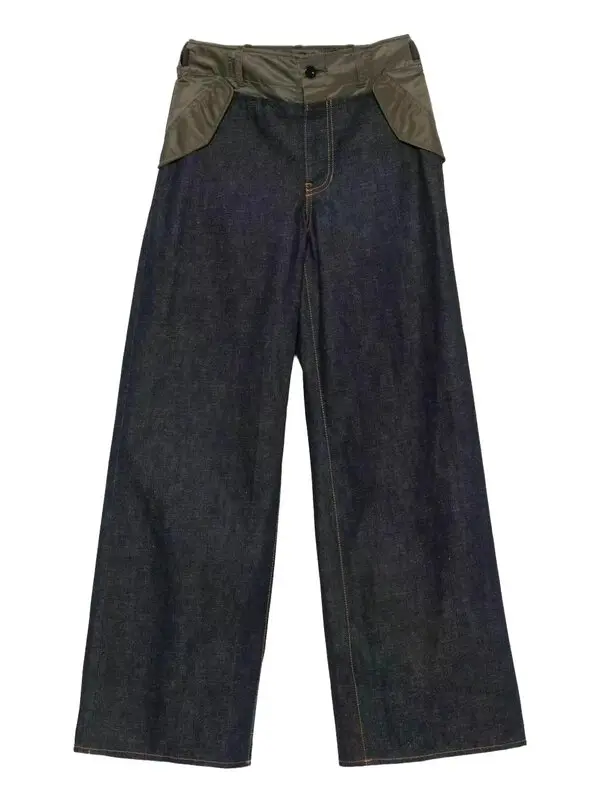 Sacai Panelled Cotton Jeans - Blue