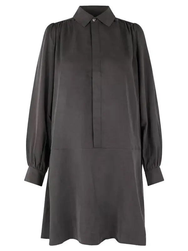 SAMSOE SAMSOE Collared Puff-sleeve Mini Shirt Dress - Grey