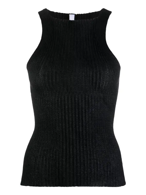 A. ROEGE HOVE Emma High-neck Ribbed Tank Top - Black