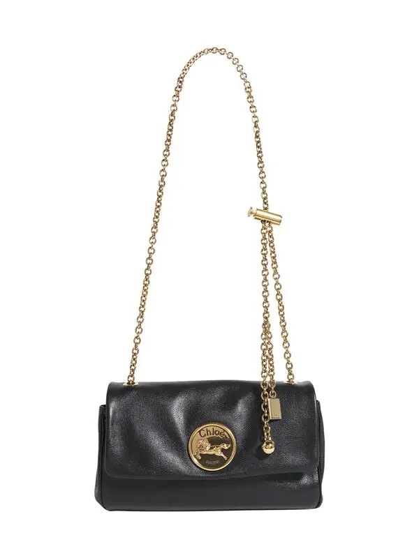 Chloé Medium Leather Shoulder Bag With Horse Medal Clasp - Black