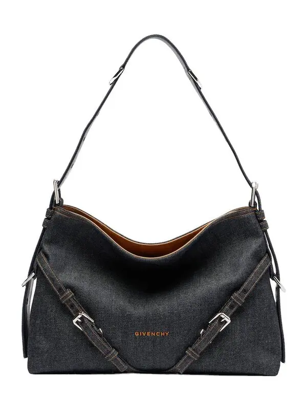 Givenchy Voyou Medium Denim Shoulder Bag - Blue