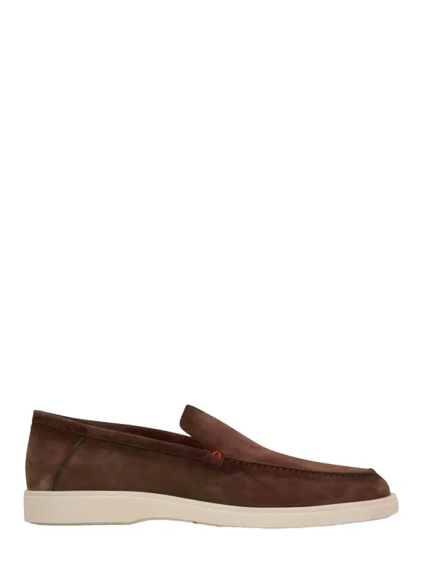 Santoni Almond-toe Suede Loafers - Brown