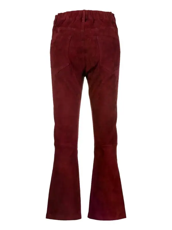 PAULA Flared Suede Trousers - Red