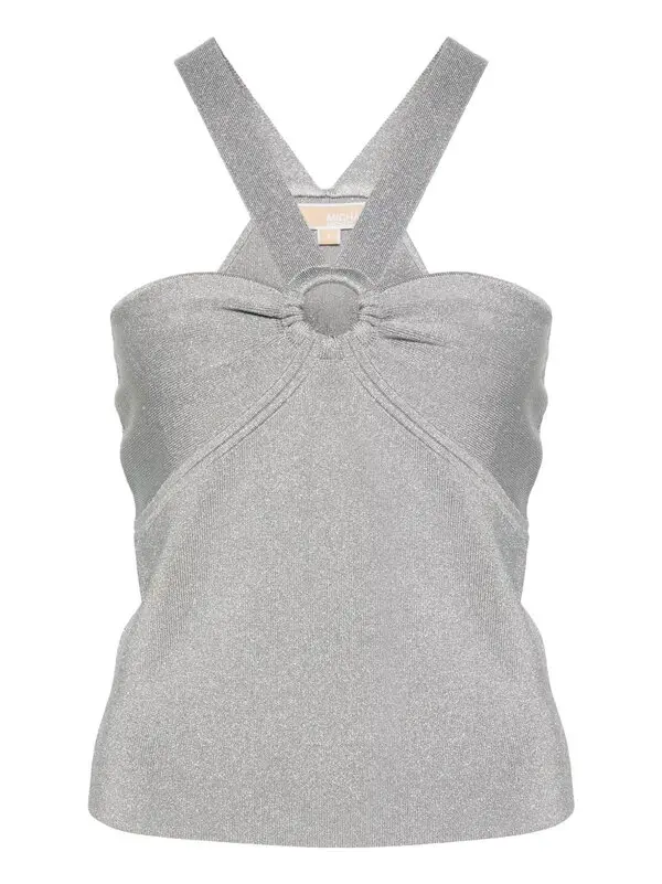 Michael Kors Halterneck Knitted Top - Silver